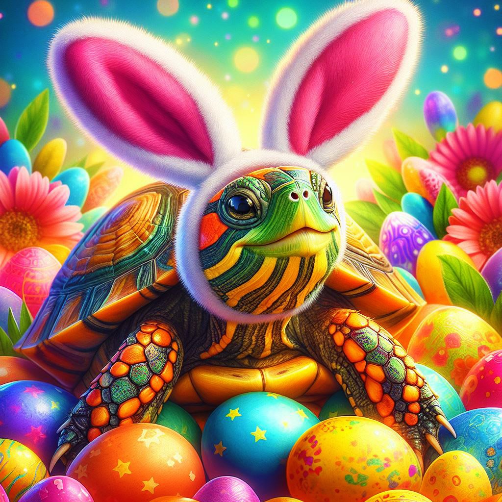Solve Cora the turtle getting ready for Easter jigsaw puzzle online ...