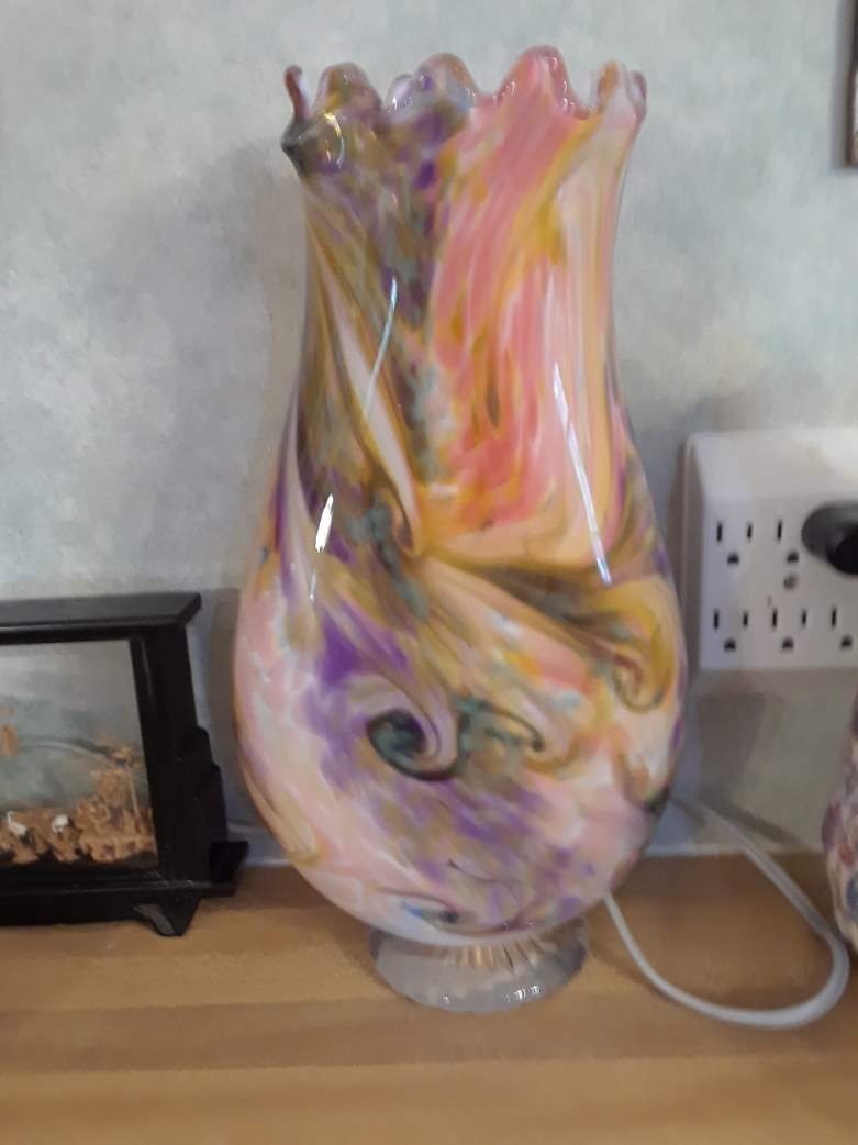 Solve THEME: "Glassware" Beautiful vase, made at Dollywood. I fell in ...
