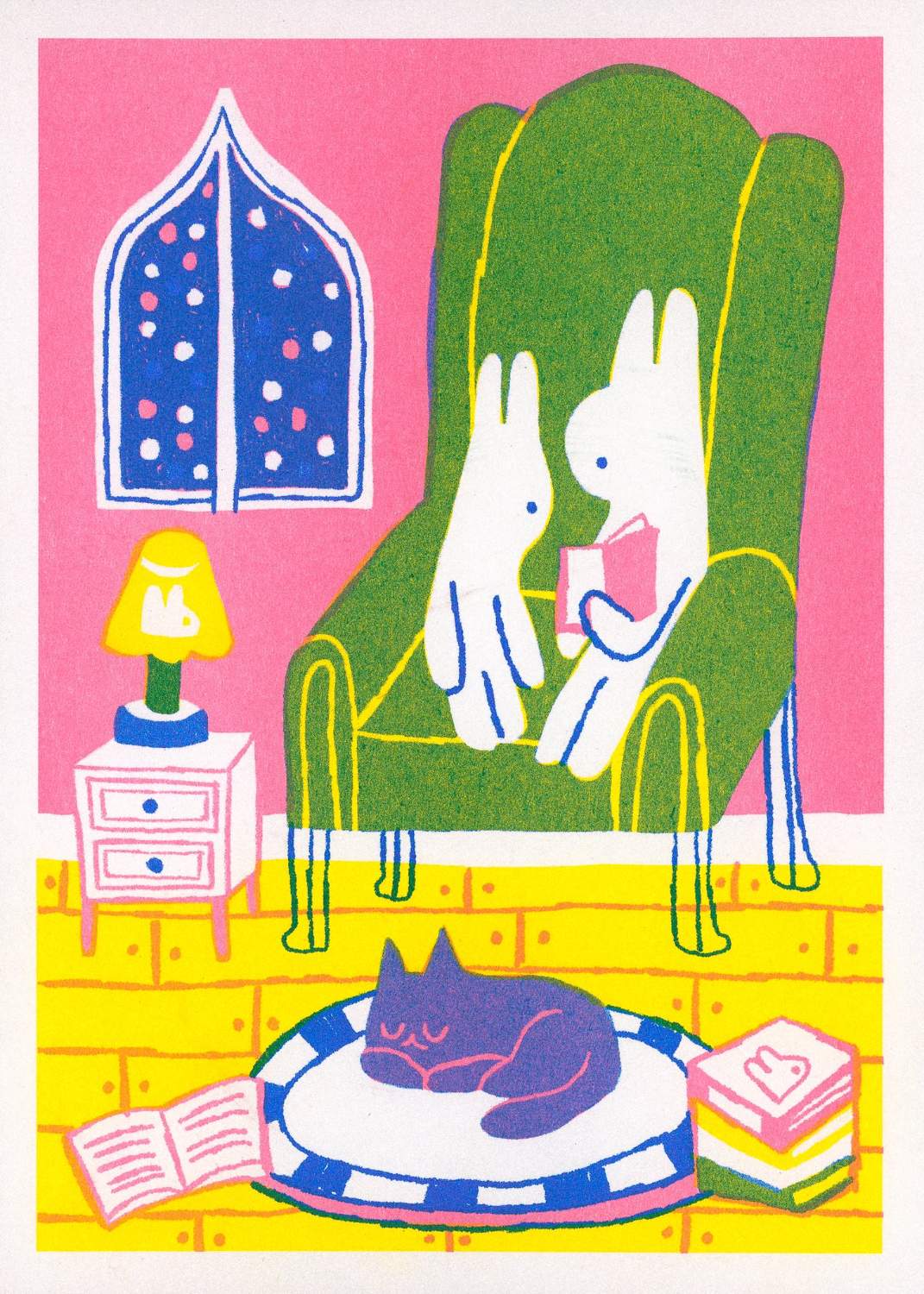 Solve a cozy winter riso print by @oddrabid jigsaw puzzle online with ...