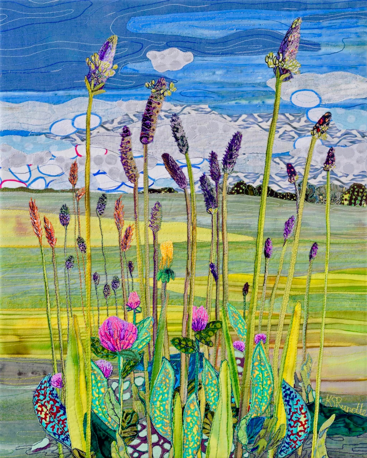 Solve Katy Rundle, Hayfever, embroidered textile collage jigsaw puzzle ...