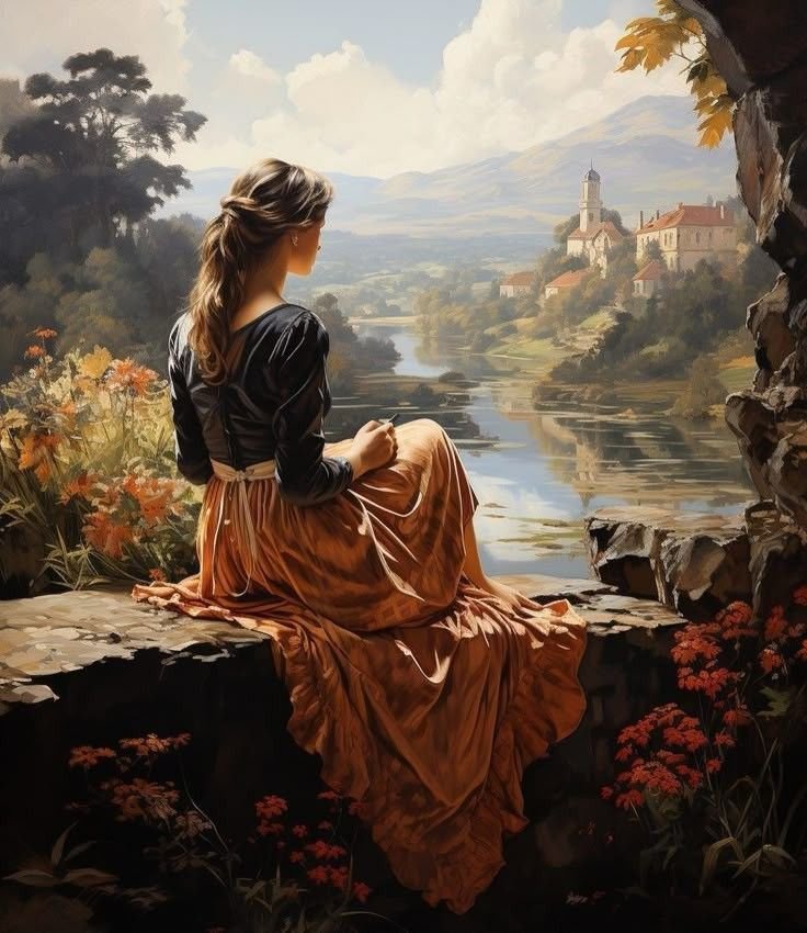 Solve Girl drawing a castle jigsaw puzzle online with 168 pieces