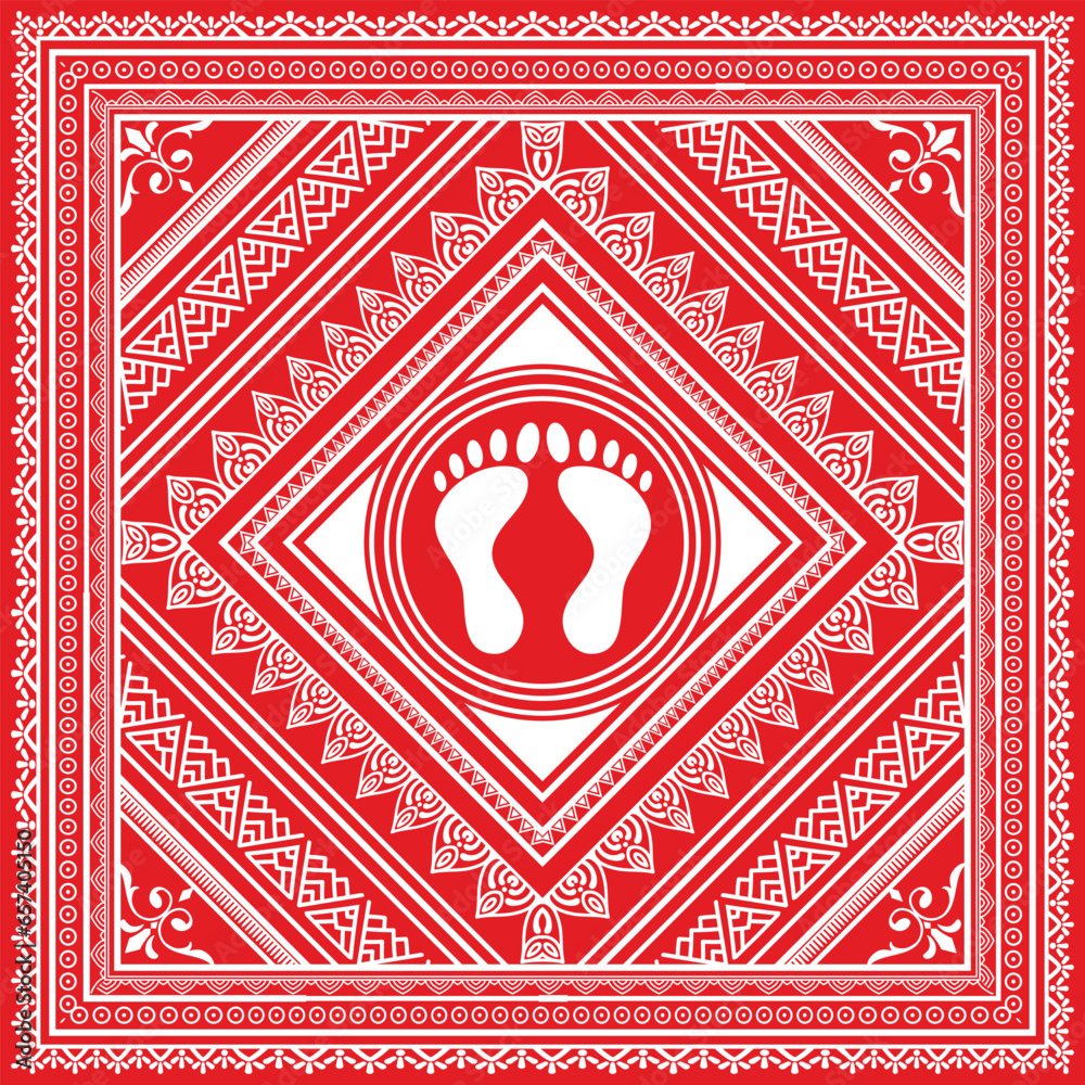 Solve Aipan art with lakshmi footprint jigsaw puzzle online with 64 pieces
