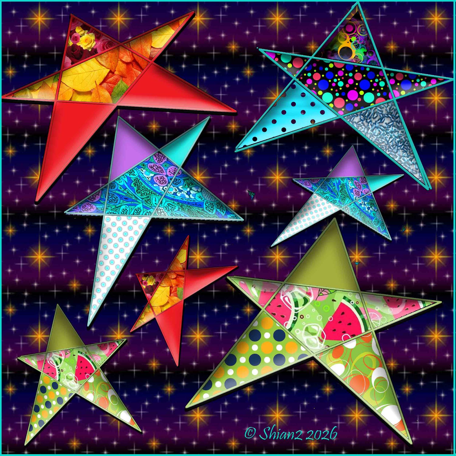 Solve Fancy Stars jigsaw puzzle online with 169 pieces