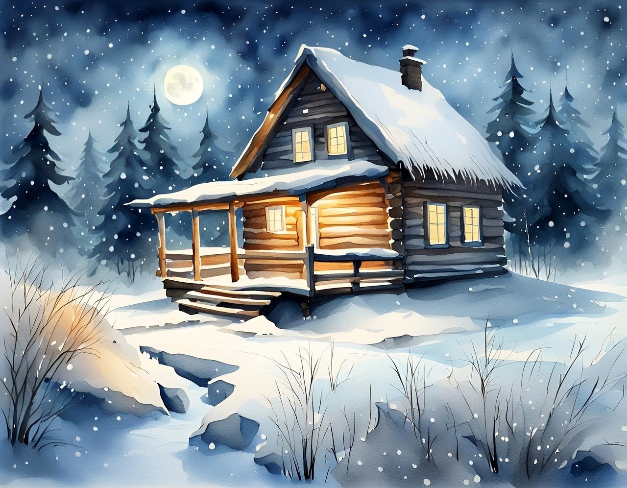 Jigsaw Puzzle | 63 pieces | Log Cabin, resizable 12 to 357 pieces | Jigidi