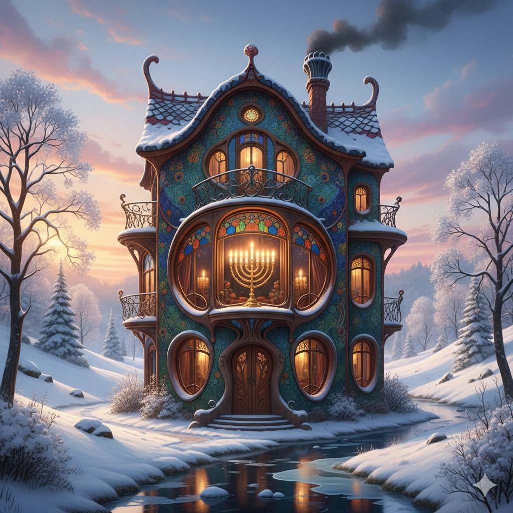 Solve Whimsical Hanukkah House jigsaw puzzle online with 81 pieces