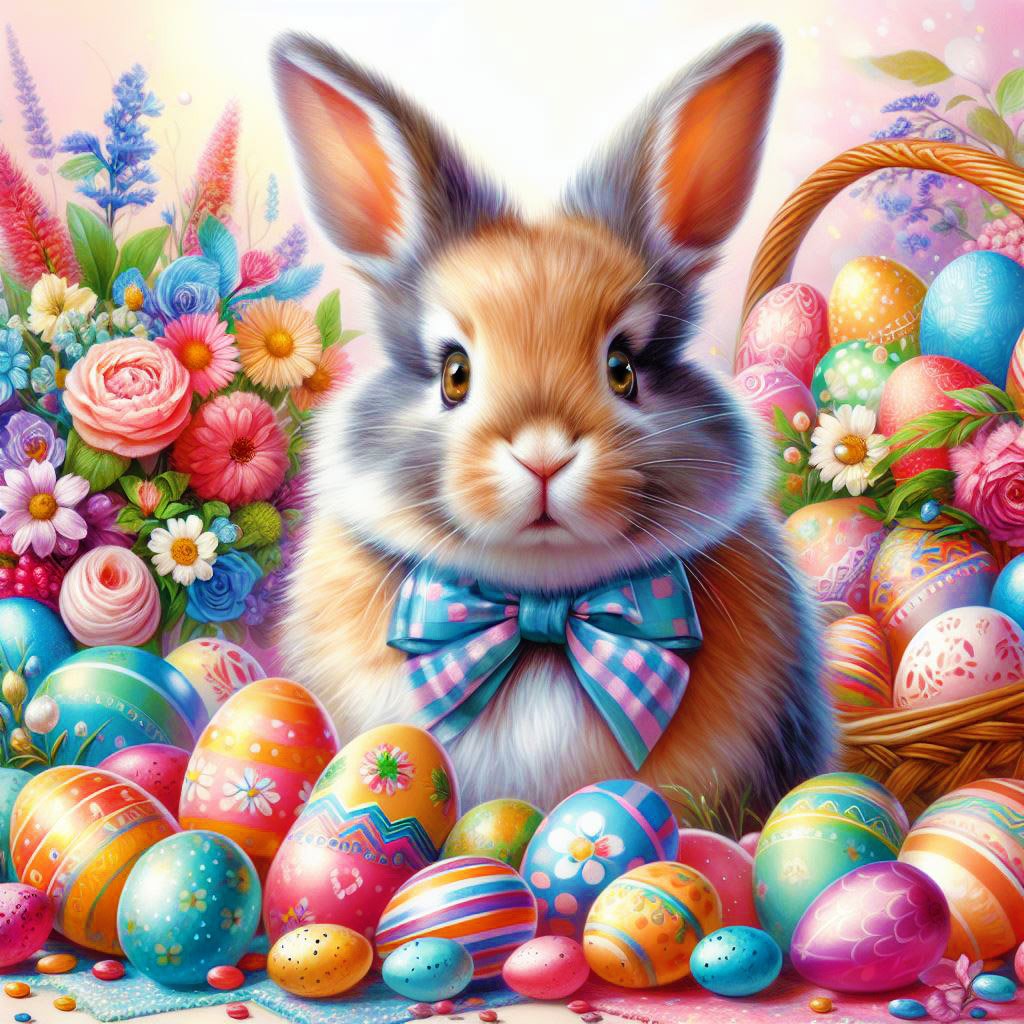 Solve Herman the Easter Bunny helper jigsaw puzzle online with 64 pieces