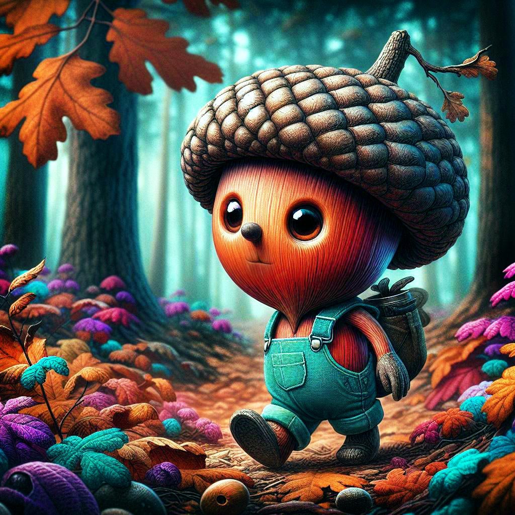 Solve Timmy the adorable acorn boy jigsaw puzzle online with 64 pieces