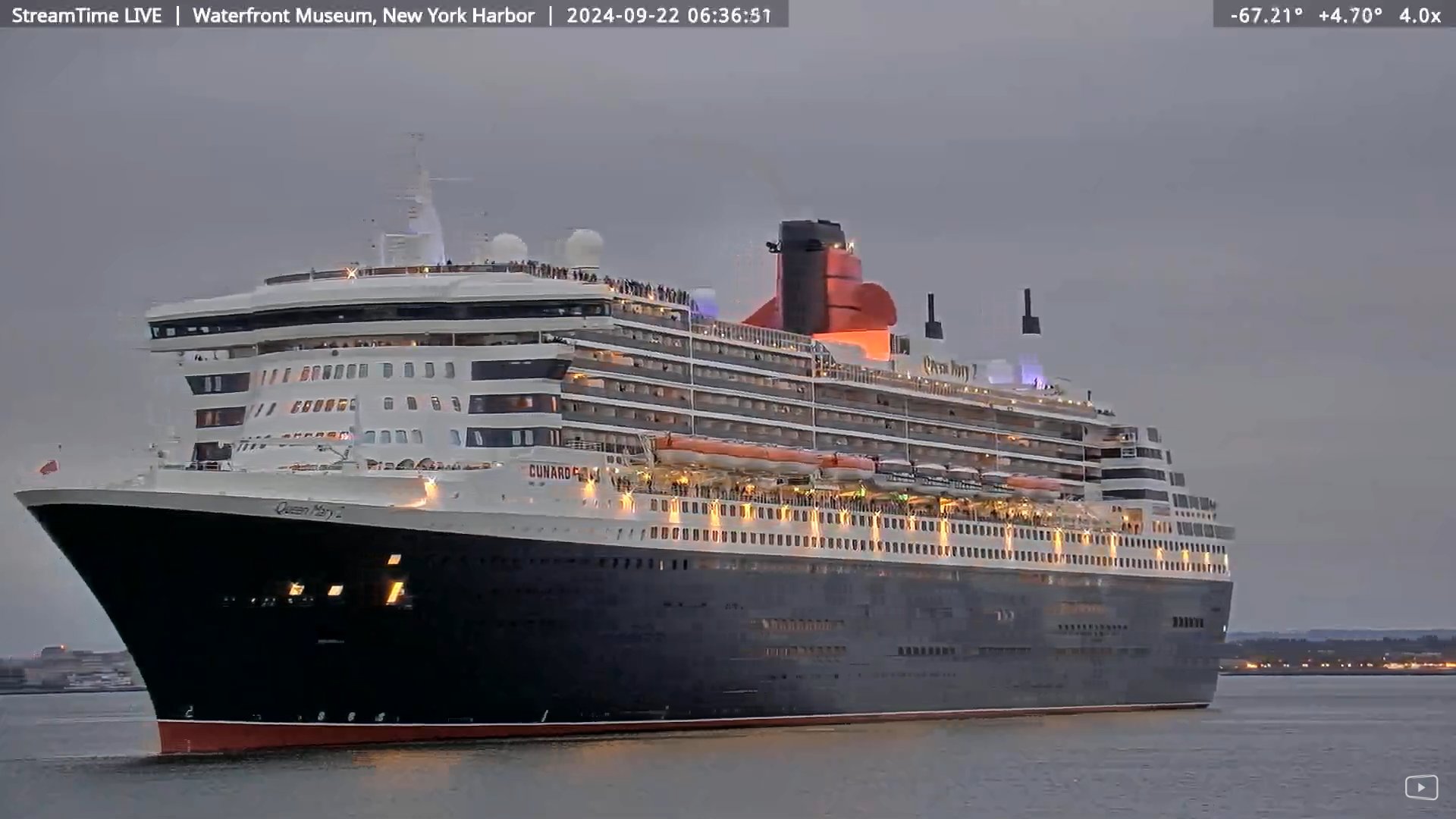 Solve Queen Mary 2, NYH 9-22-24 jigsaw puzzle online with 66 pieces