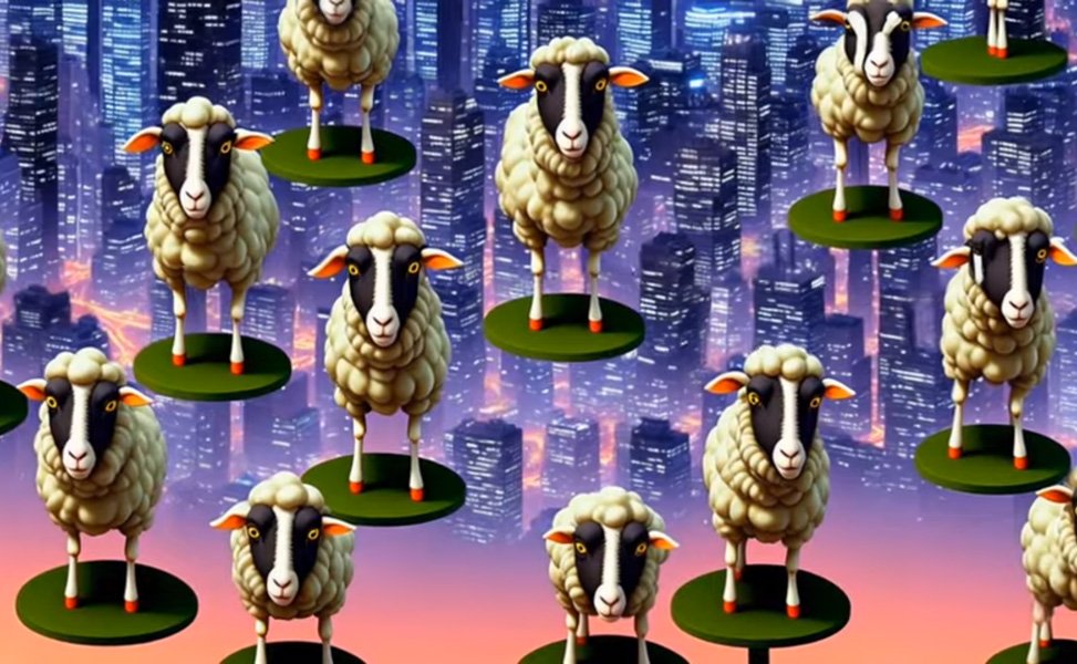 Solve AI Sheep in the Big City jigsaw puzzle online with 160 pieces