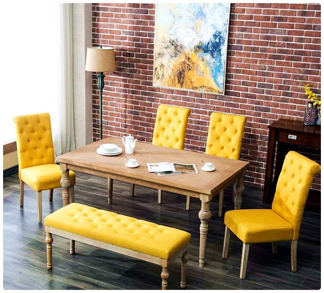 Solve Yellow Dining Table and Chairs jigsaw puzzle online with 210 pieces