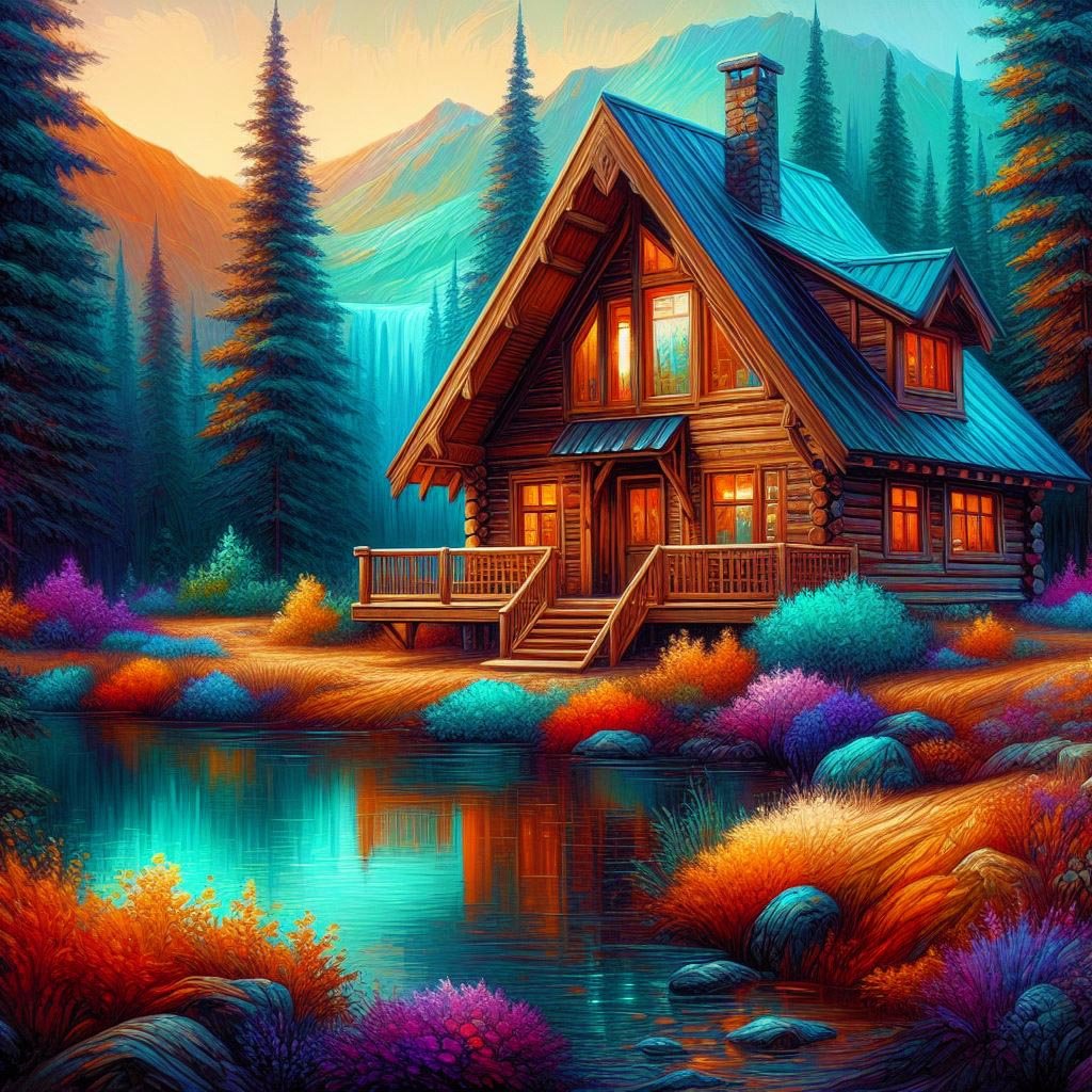 Solve a cabin in Oregon countryside jigsaw puzzle online with 64 pieces