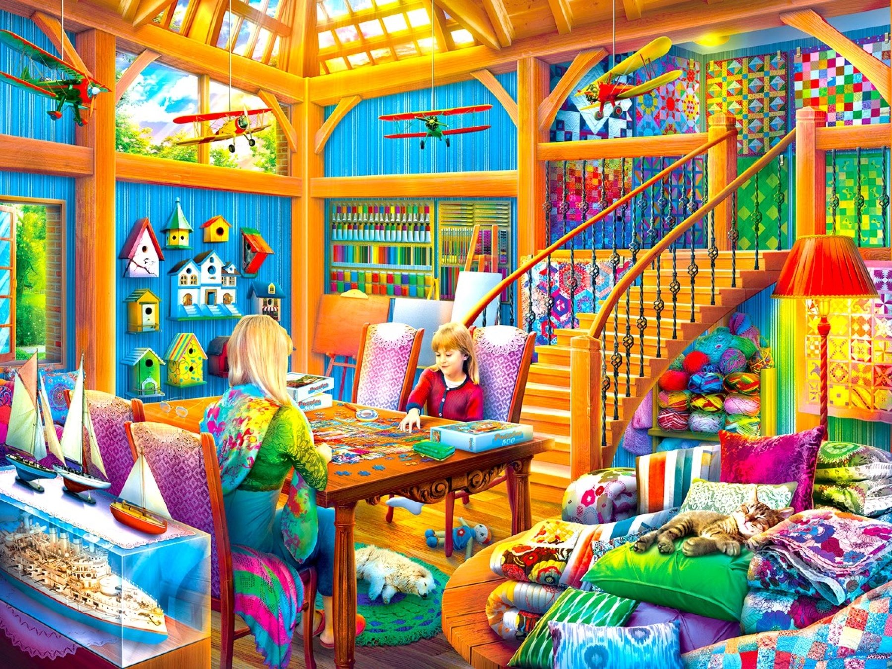 Solve Doing a Jigsaw in the Craft Room jigsaw puzzle online with 594 pieces