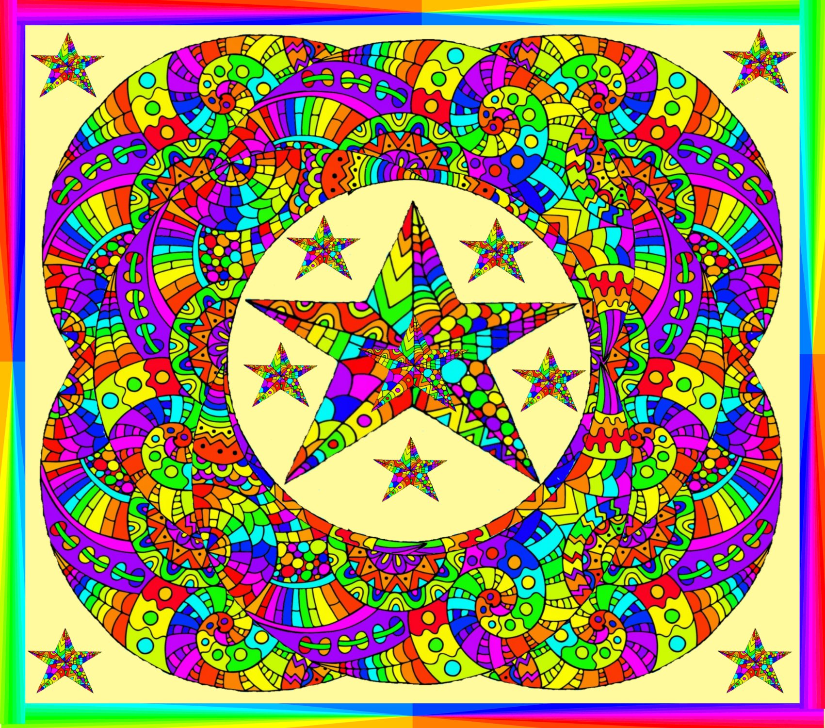 Solve Rainbow Moon and Stars jigsaw puzzle online with 195 pieces