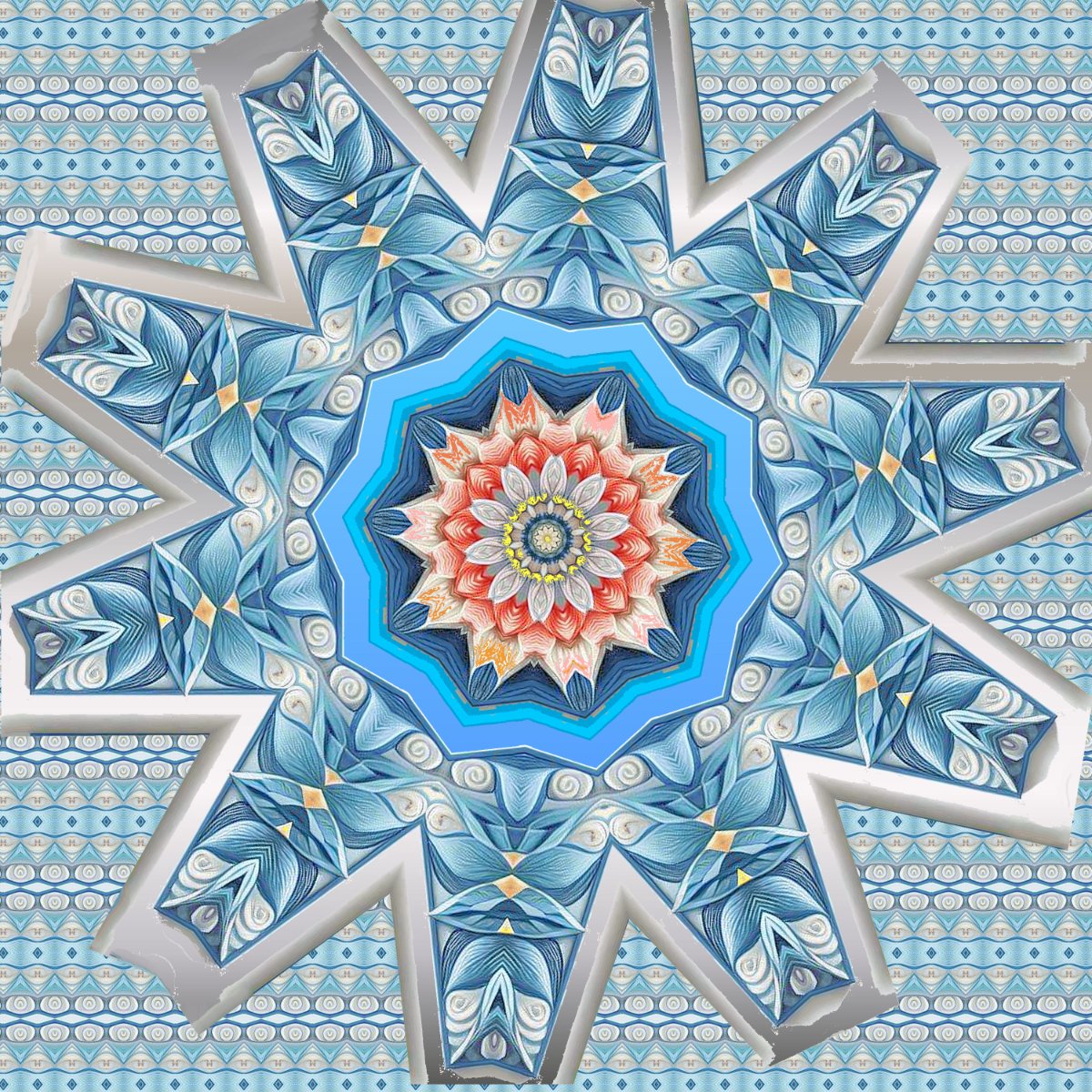 Solve SNOWFLAKE KALEIDO jigsaw puzzle online with 36 pieces