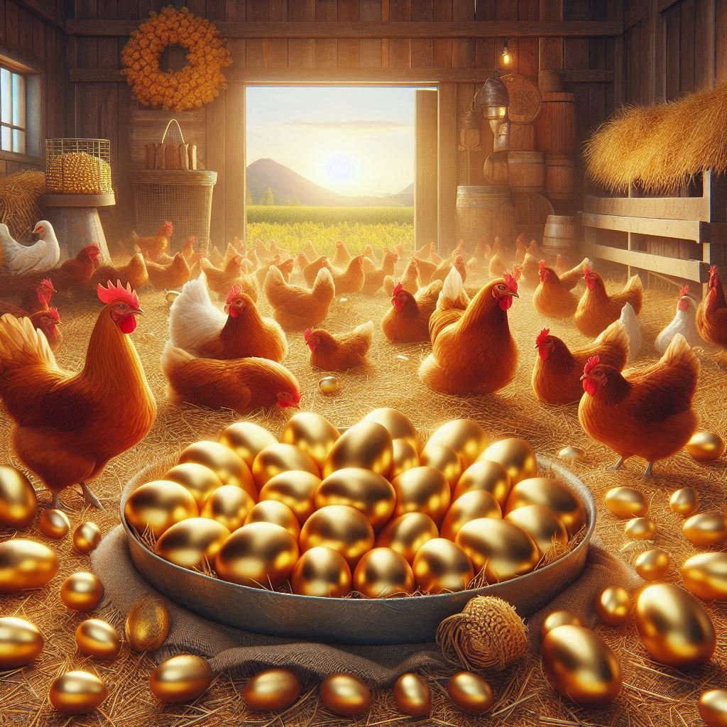 Jigsaw Puzzle | 49 pieces | Chickens Laying Golden Eggs | Jigidi