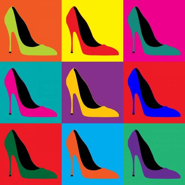 Solve pop art shoes jigsaw puzzle online with 110 pieces
