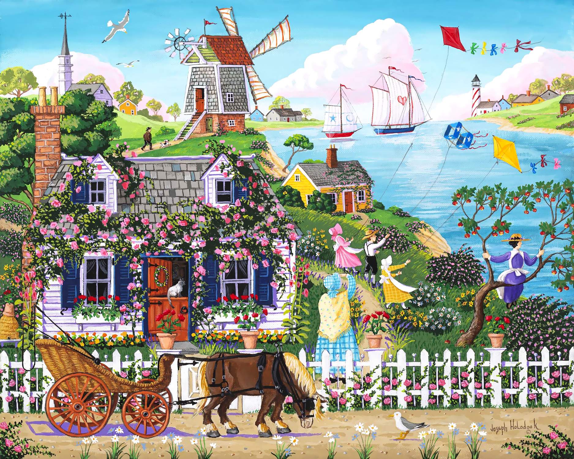 Solve Rambling Rose Cottage jigsaw puzzle online with 320 pieces