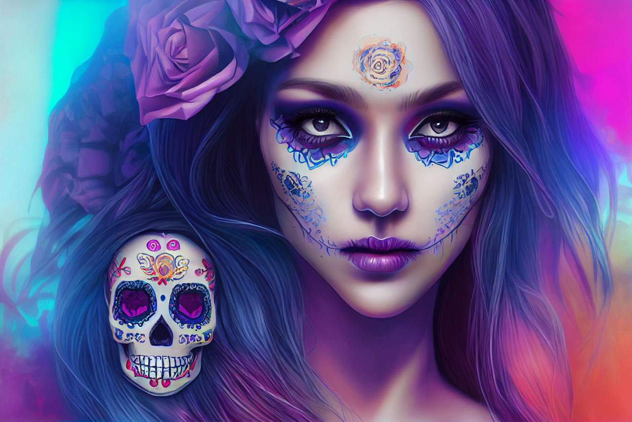 Solve Sugar Skull Girl Dia de Muertos 009, by ProjectAI jigsaw puzzle ...