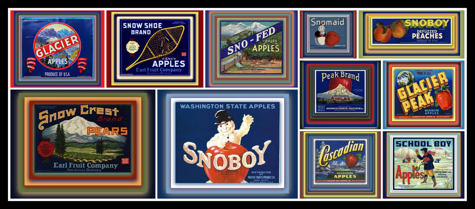 Solve Snow Covered Vintage Fruit Crate Labels jigsaw puzzle online with ...