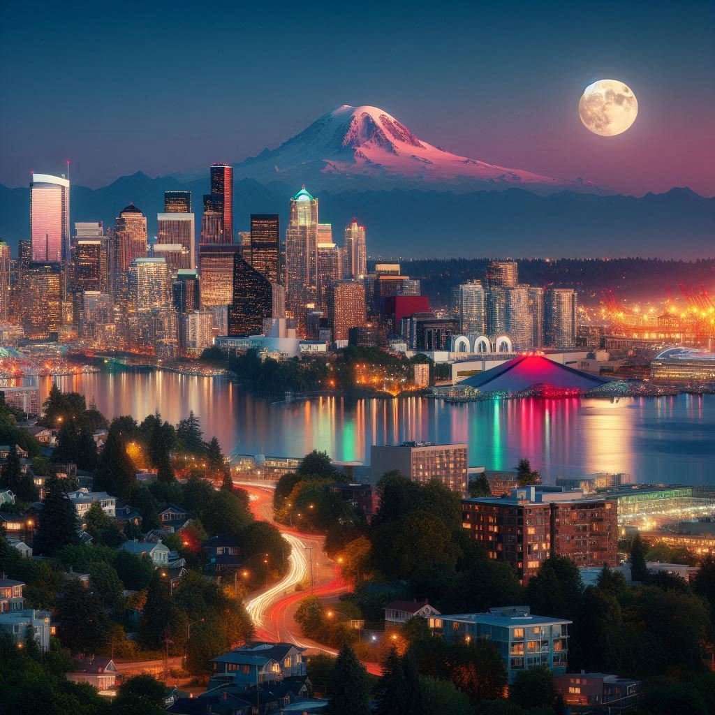 Solve Seattle Skyline jigsaw puzzle online with 49 pieces