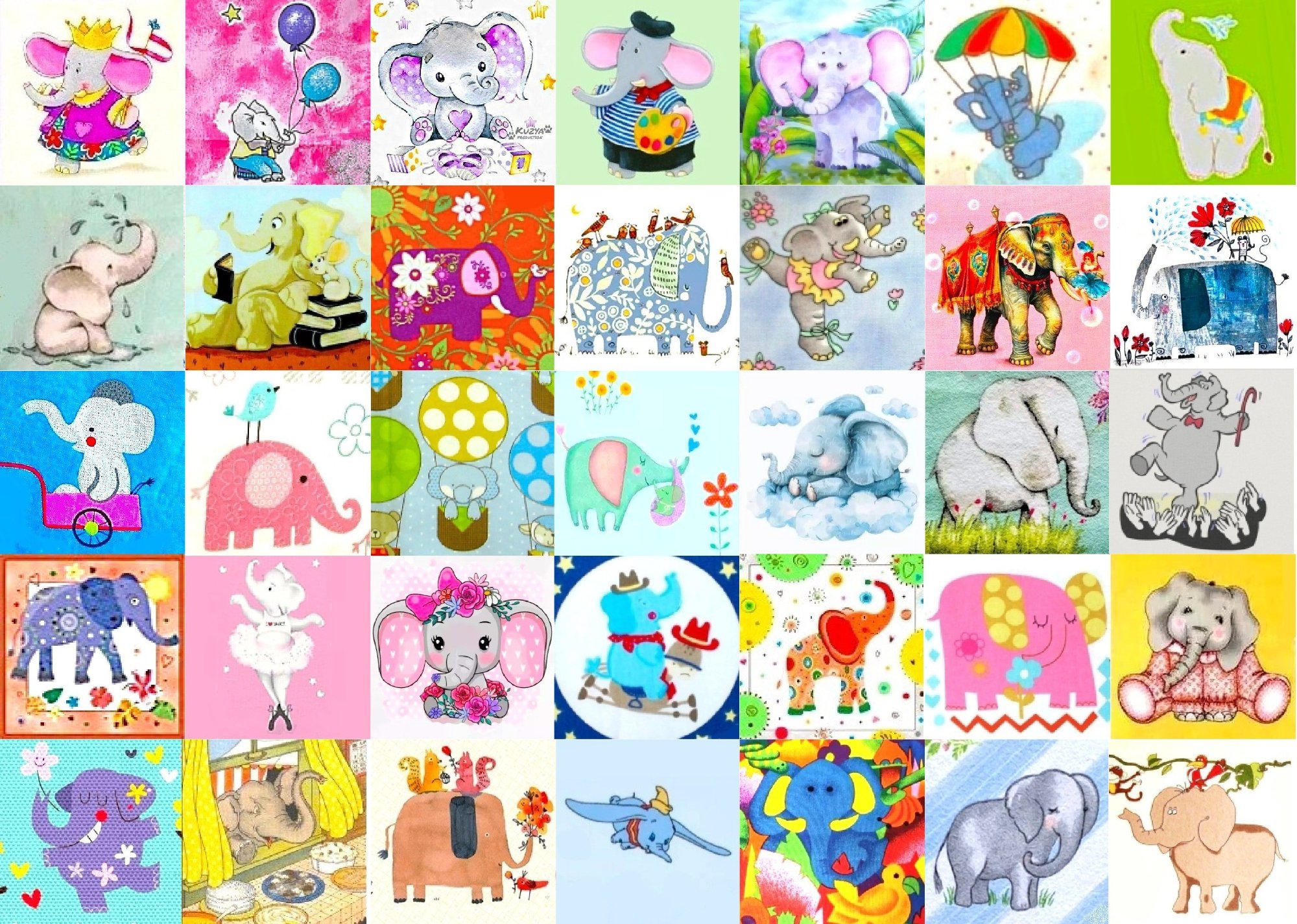 Solve PATCHWORK ELEPHANTS DOING THEIR OWN THINGS jigsaw puzzle online ...
