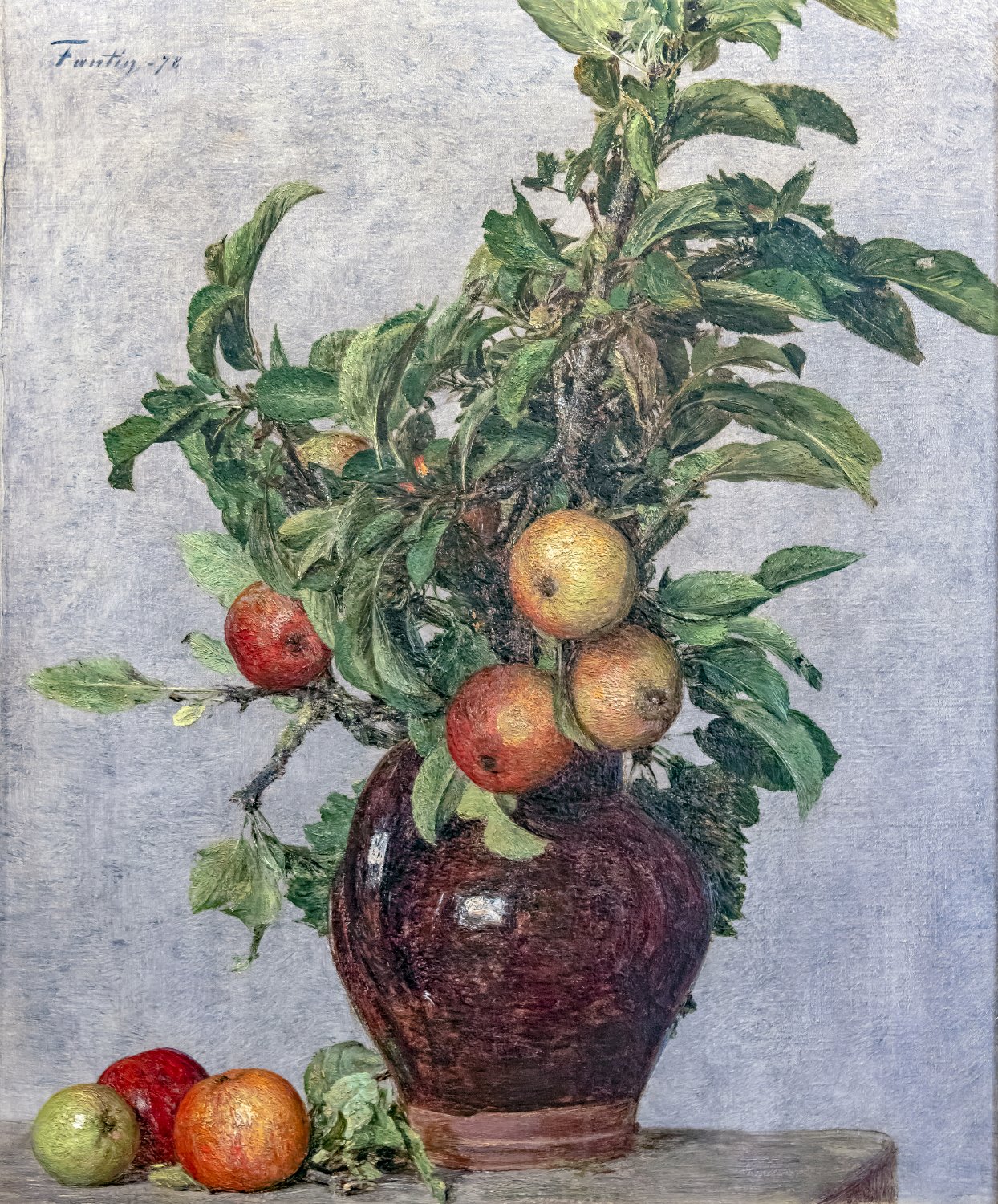 Solve Váza s jablky a listy - A vase of apples and leaves - 1872 jigsaw ...