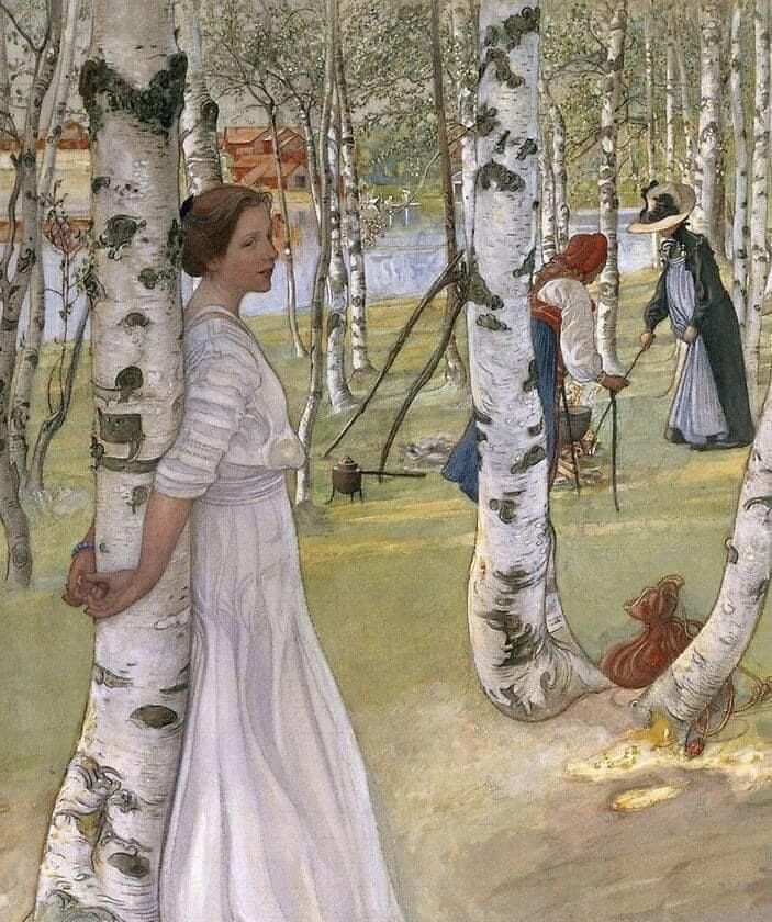 Solve _Lisbeth by the Birch Tree_ 1910 oil on canvas Carl Larsson (1853 ...