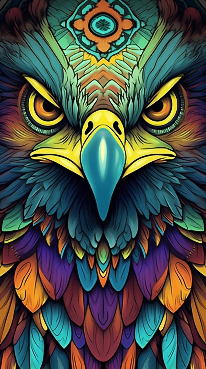 Solve wallpaper-colored-mandala-falcon-face jigsaw puzzle online with ...