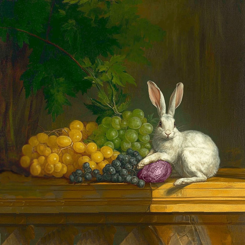 Solve Hare with Fruit jigsaw puzzle online with 49 pieces