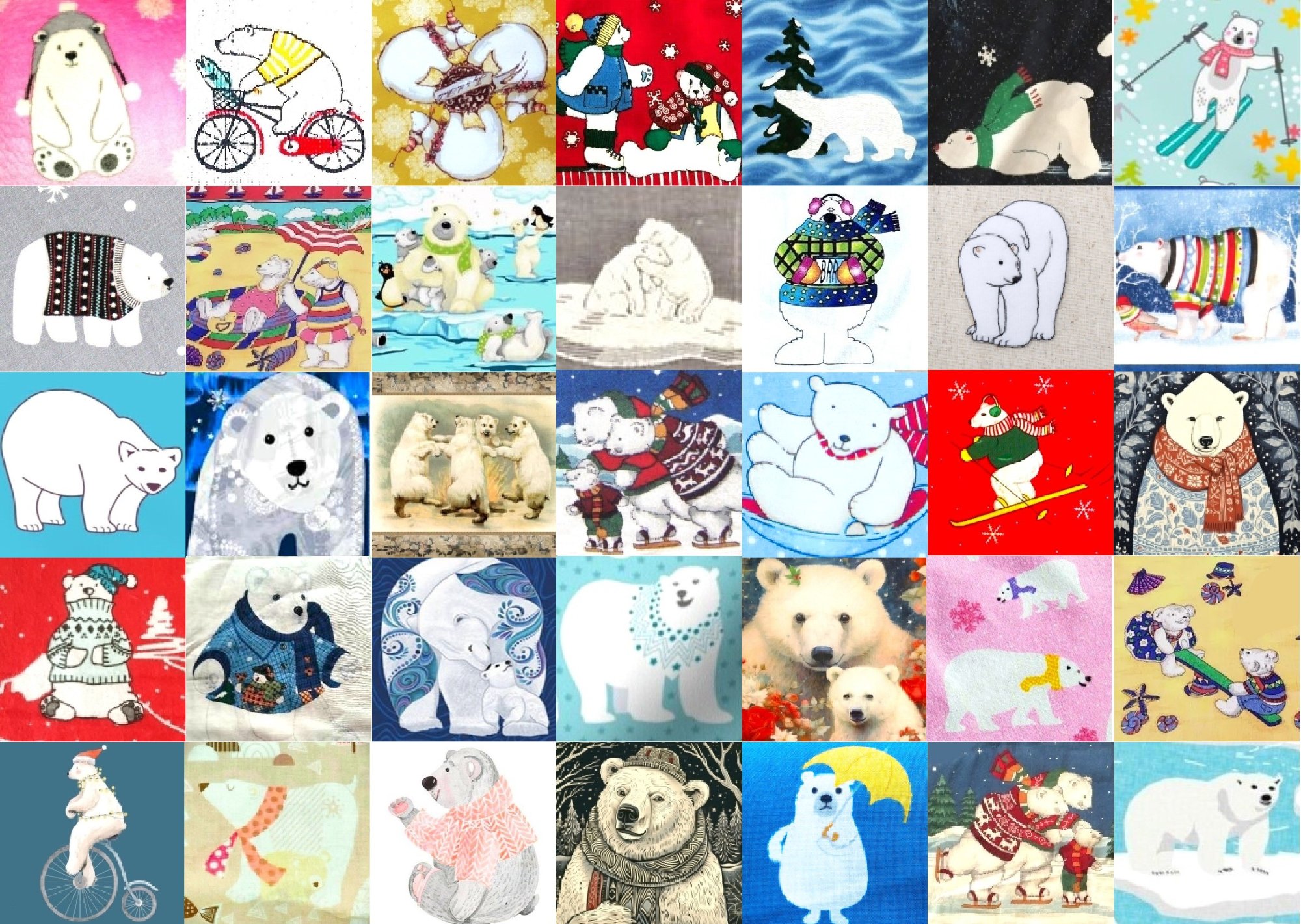 Solve PATCHWORK POLAR BEARS jigsaw puzzle online with 352 pieces