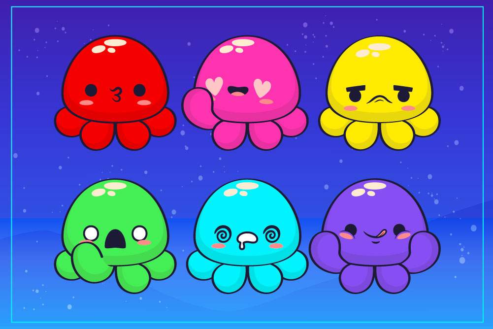 Solve 6 rainbow octo-plushies! 🌈 jigsaw puzzle online with 96 pieces