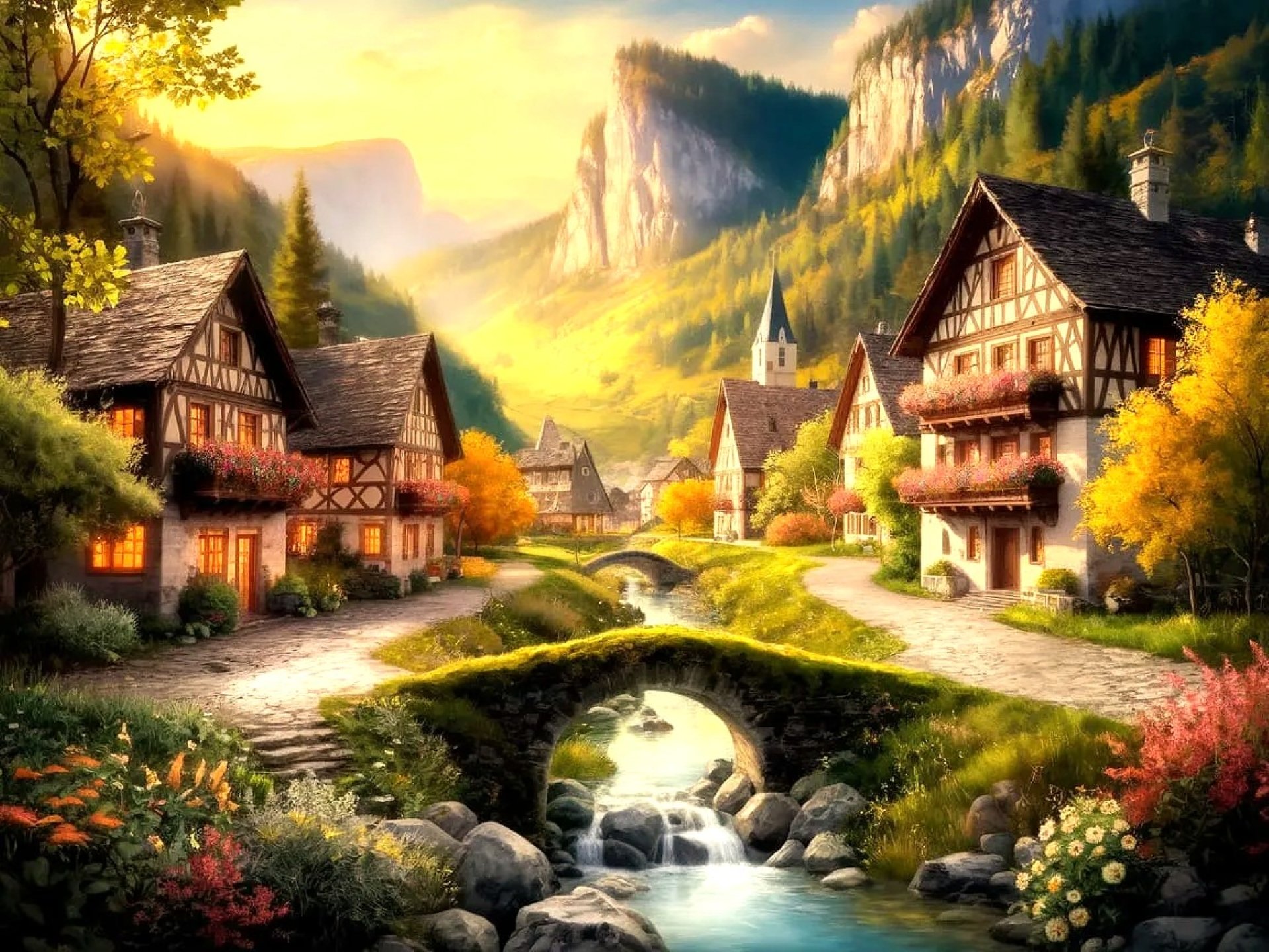 Solve Mountain Villa jigsaw puzzle online with 88 pieces
