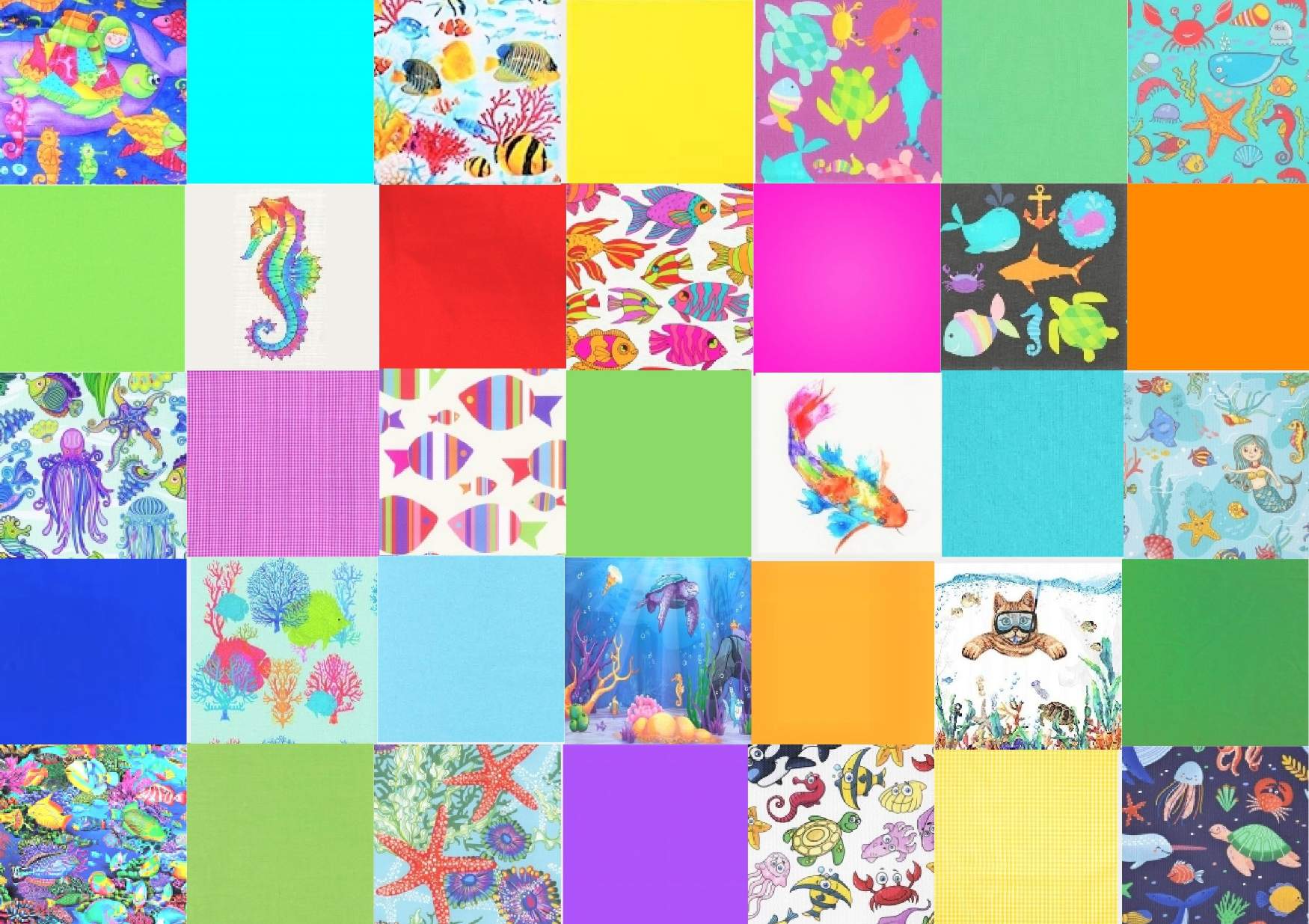 Solve PATCHWORK UNDERWATER COLORBLOCK jigsaw puzzle online with 140 pieces