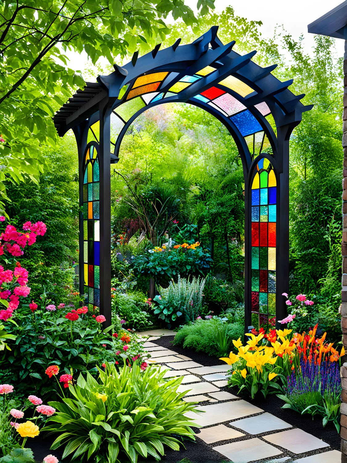 Solve Colorful Garden Arbor jigsaw puzzle online with 80 pieces