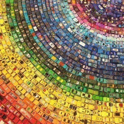 Solve 'Toy Atlas Rainbow' is an art installation of 2,500 old toy cars ...