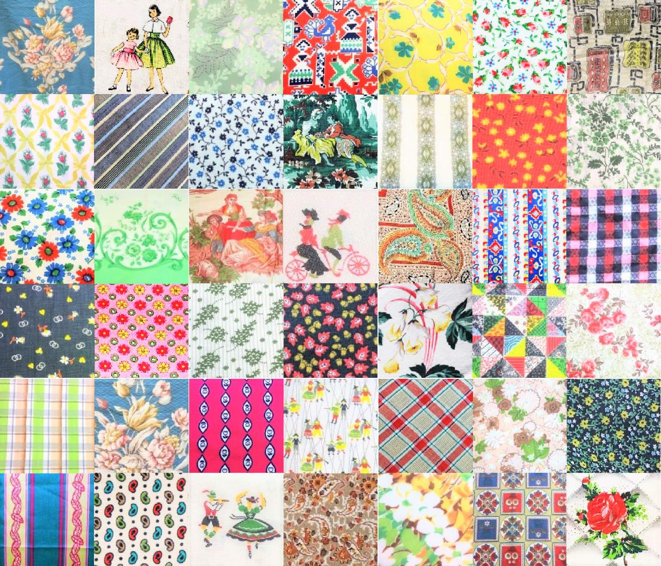 Solve PATCHWORK 40s FABRICS 6 jigsaw puzzle online with 72 pieces