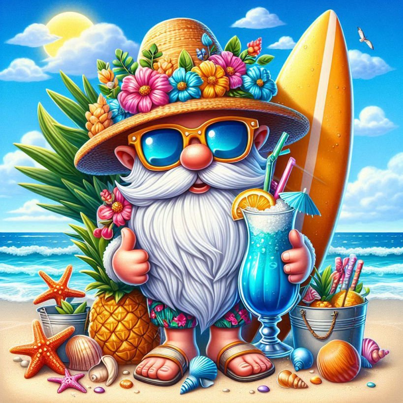 Solve Summertime Gnome jigsaw puzzle online with 64 pieces