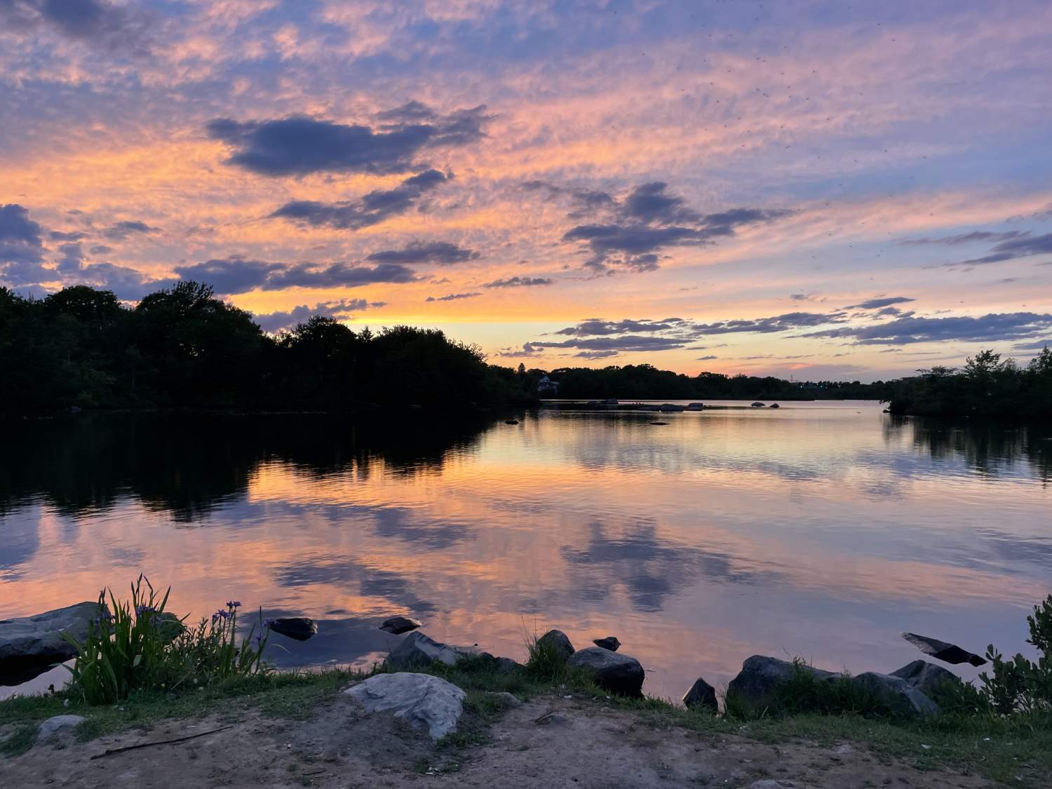Solve Albro Lake Sunset - June 12, 9:05 PM jigsaw puzzle online with 88 ...