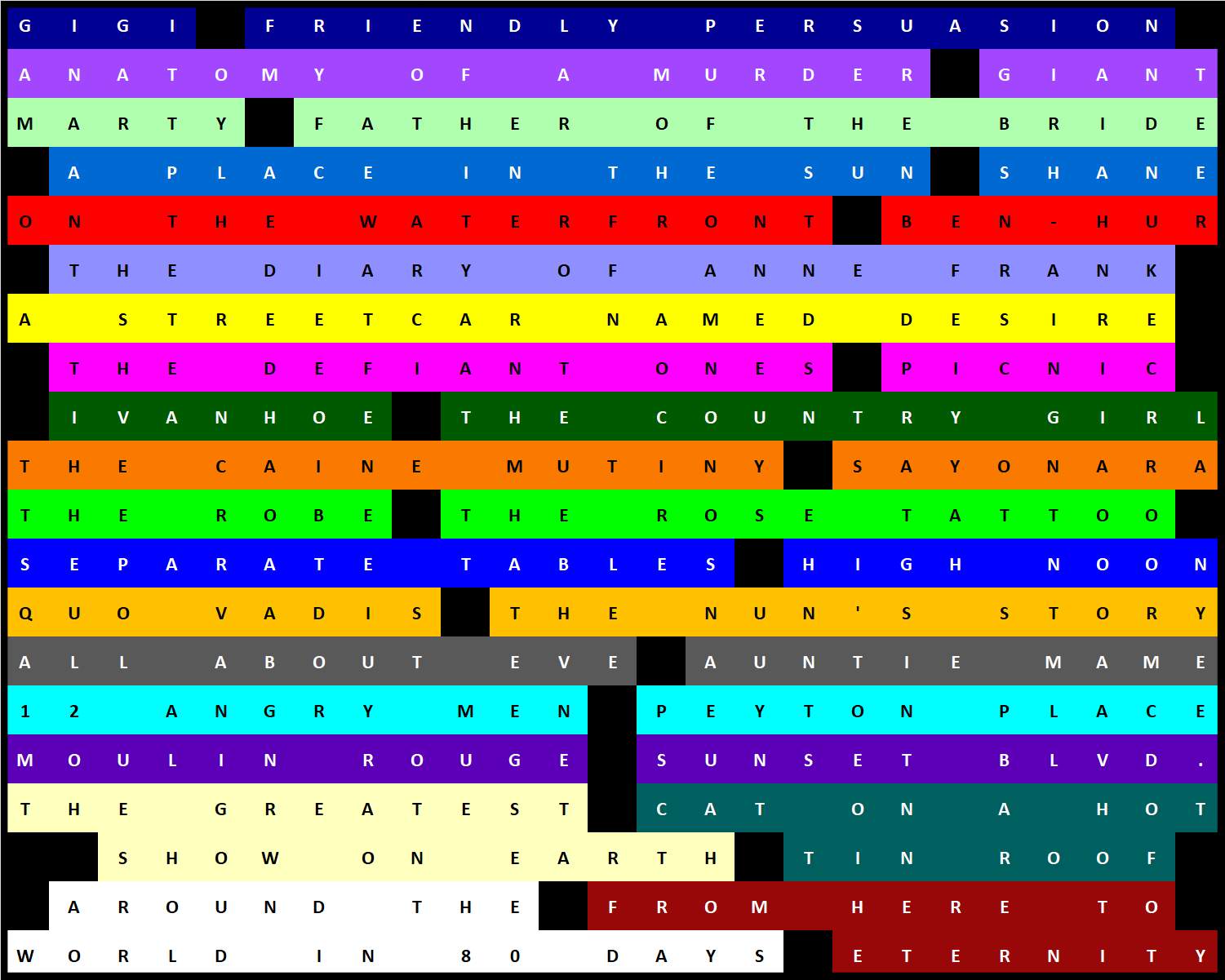 Solve Word 47.2 Fifties Academy Nominees: Movies 500 jigsaw puzzle ...