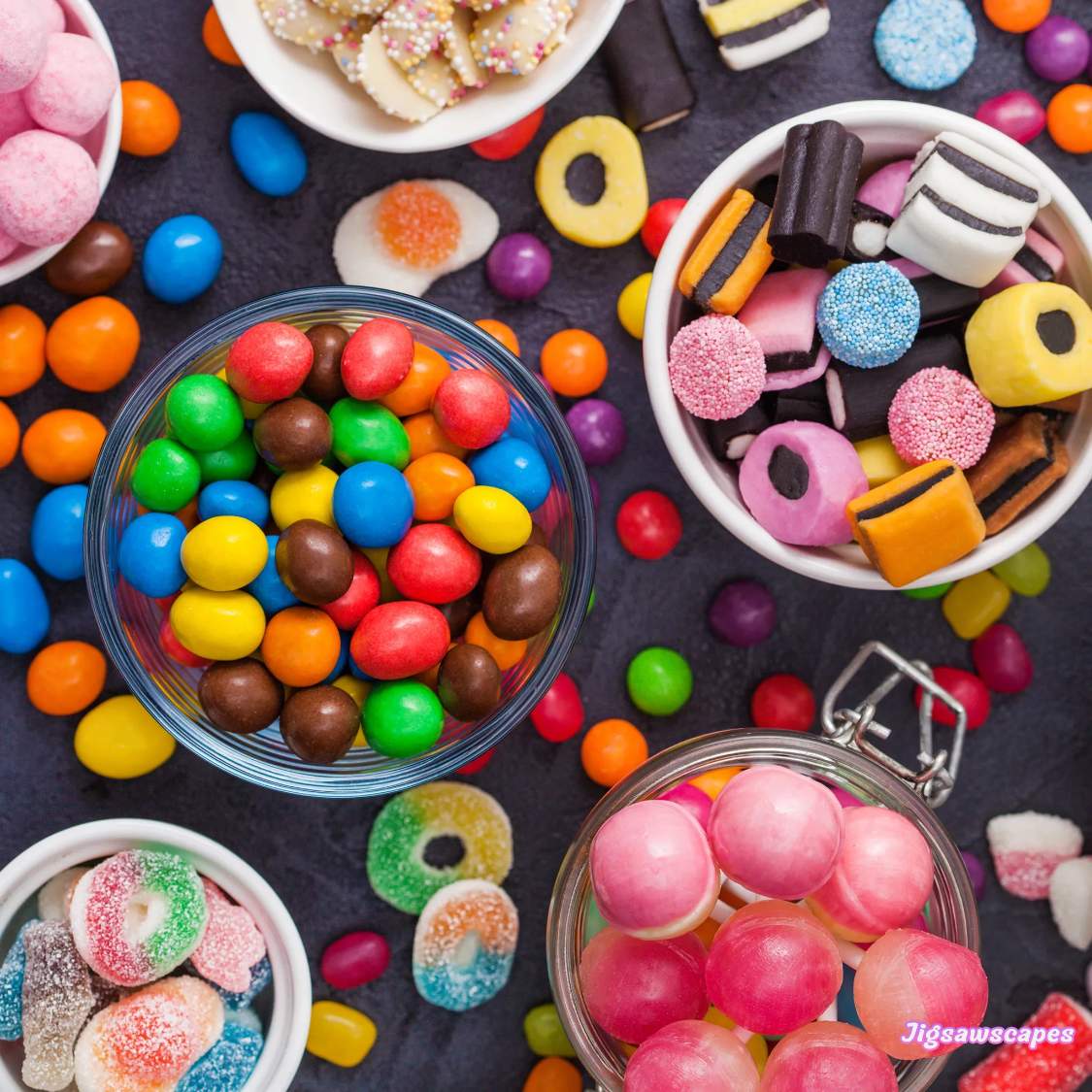 Solve Candy bar . . . . . jigsaw puzzle online with 49 pieces