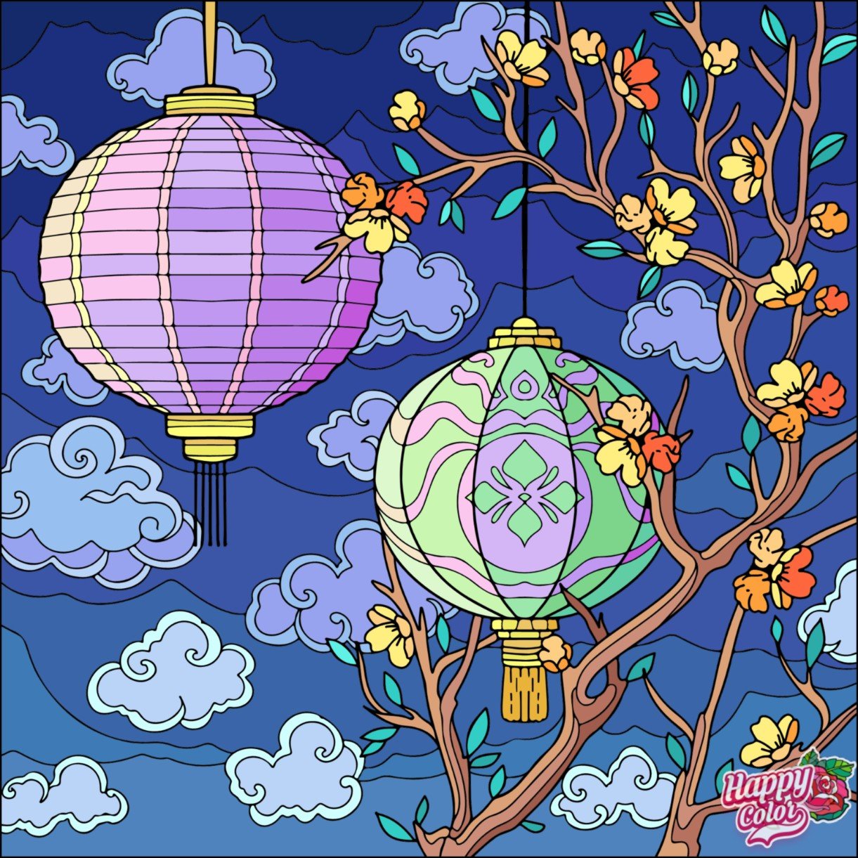 Solve Pair of Paper Lanterns jigsaw puzzle online with 49 pieces