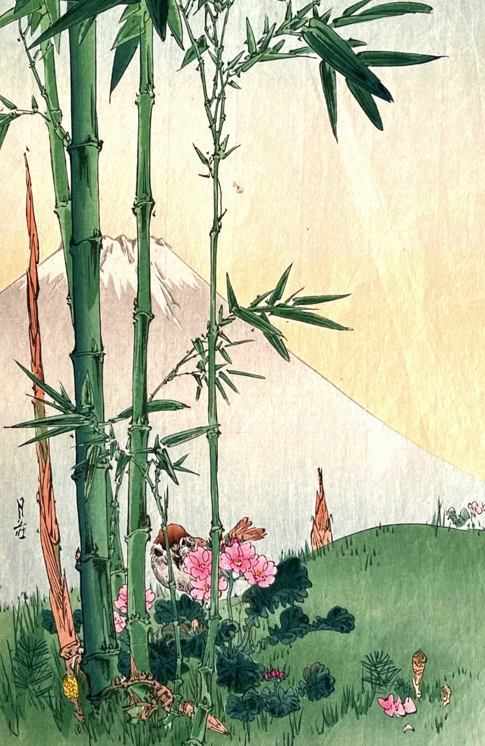 Solve Sparrow and Bamboo jigsaw puzzle online with 70 pieces