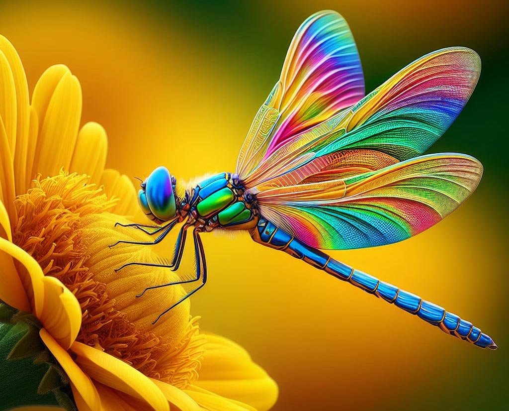 Solve bright colorful dragonfly jigsaw puzzle online with 48 pieces