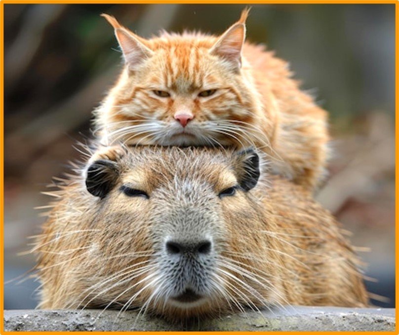 Solve Capybara With His Thinking Cat On jigsaw puzzle online with 30 pieces