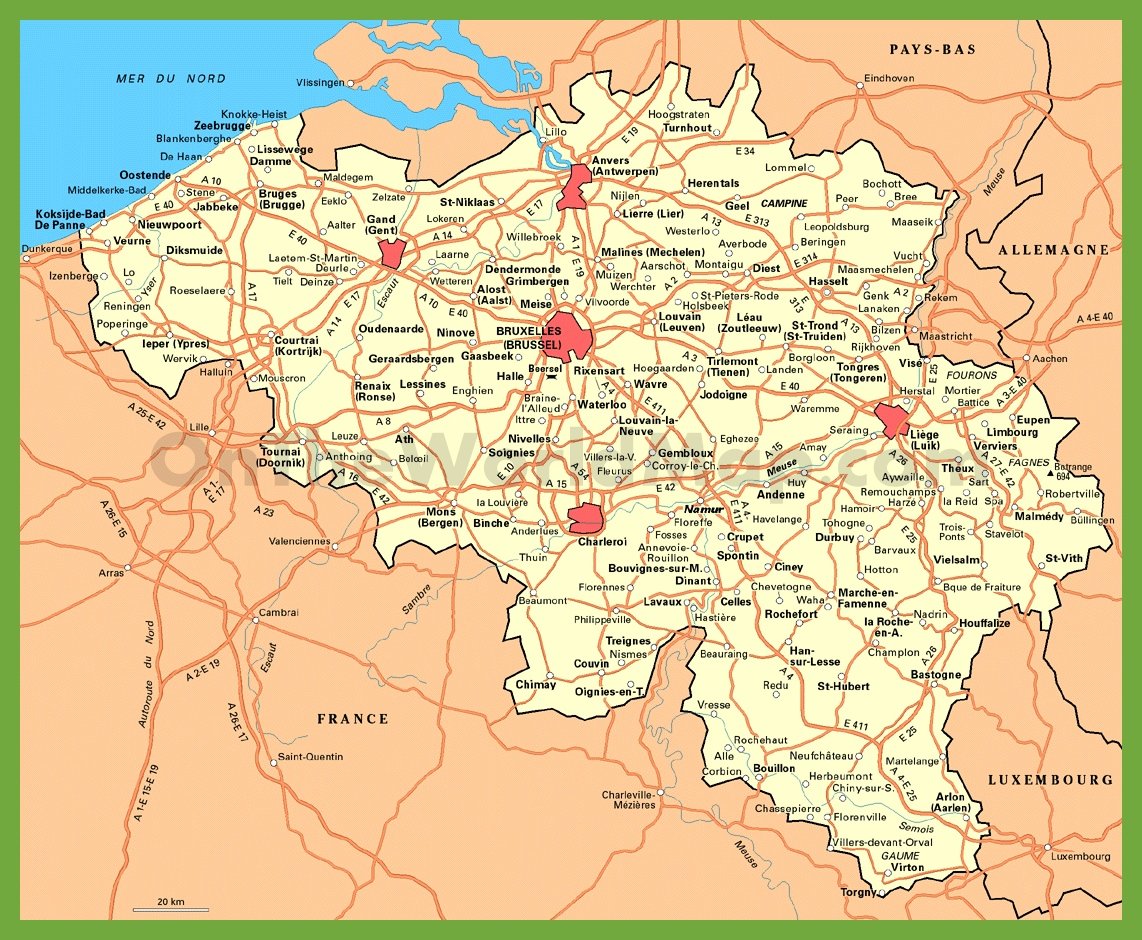 Solve Belgium road map jigsaw puzzle online with 304 pieces
