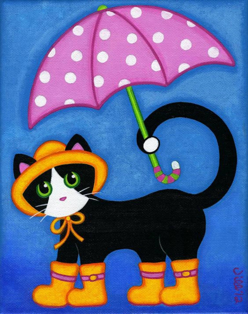Solve Kitty In Her Wellies jigsaw puzzle online with 154 pieces