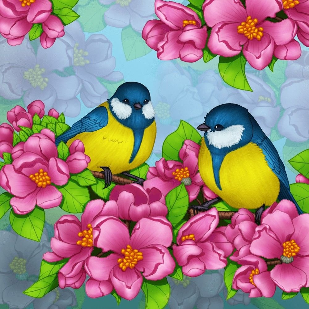 Solve PUZZLE - Love Birds On A Branch jigsaw puzzle online with 169 pieces