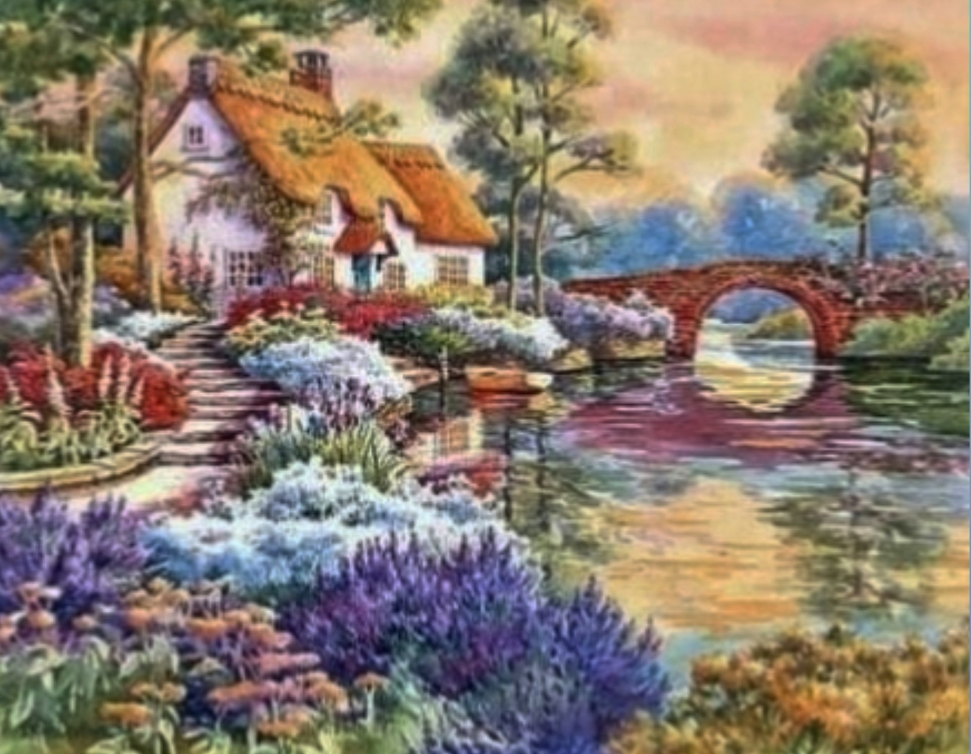 Solve Cottage beautiful 🌺🌹🌹... jigsaw puzzle online with 130 pieces