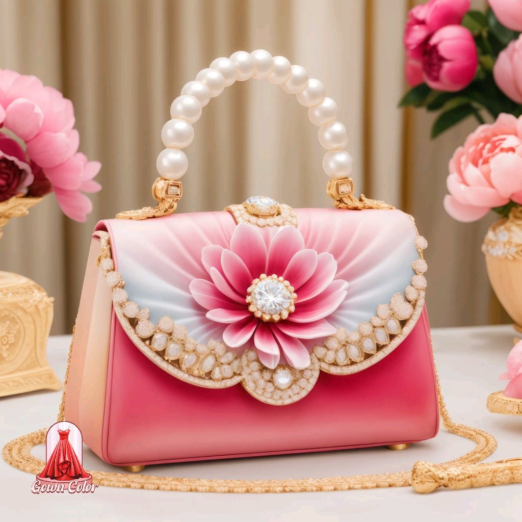 Solve Pink purse with pearls jigsaw puzzle online with 100 pieces