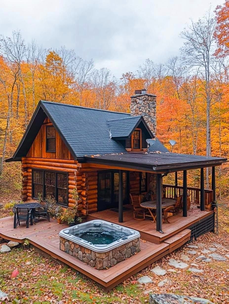 Solve Log cabin jigsaw puzzle online with 300 pieces